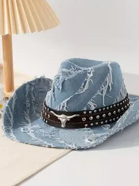 Accessories | Distressed Denim Blue Festival Cowgirl Country Western ...